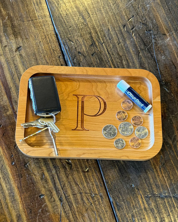 Cherry Wood Catch-All Tray Single Letter Design - P - ImpressMeGifts
